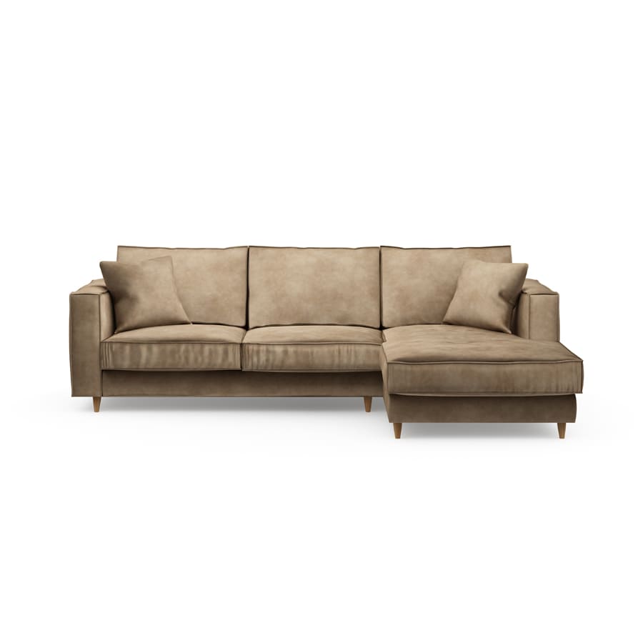Kendall Sofa with Chaise Longue Right, velvet, golden beige